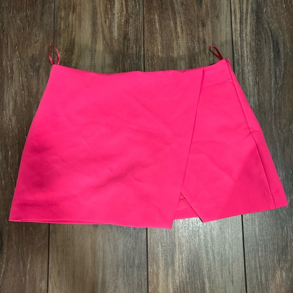 Zara | Skirts | Zara Pink Asymmetrical Mini Skort | Poshmark